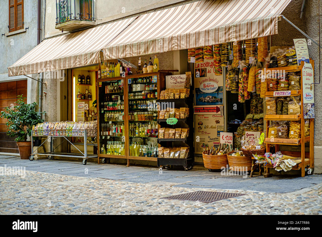 traditional italian food and drink shop in Orta san Giulio Stock Photo ...