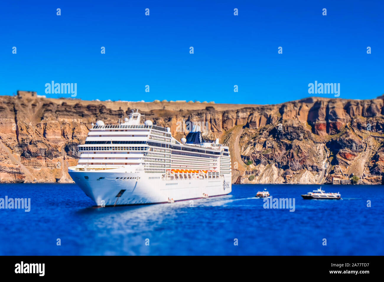 Cruise ship. Santorini island. Cyclades islands. Greece Stock Photo - Alamy