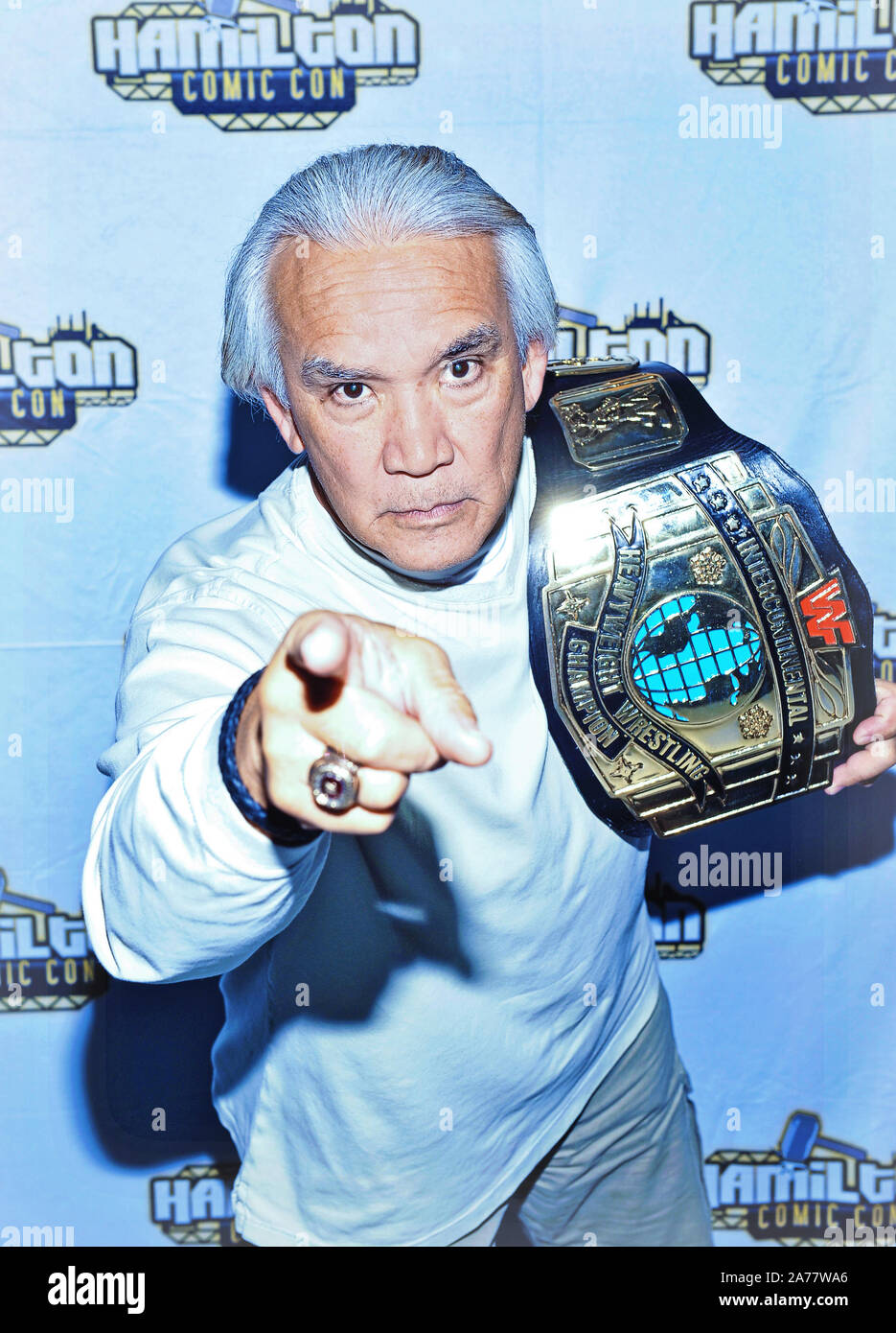 Hamilton, Ontario, Canada. 19th Oct, 2019. Retired wrestling legend ...