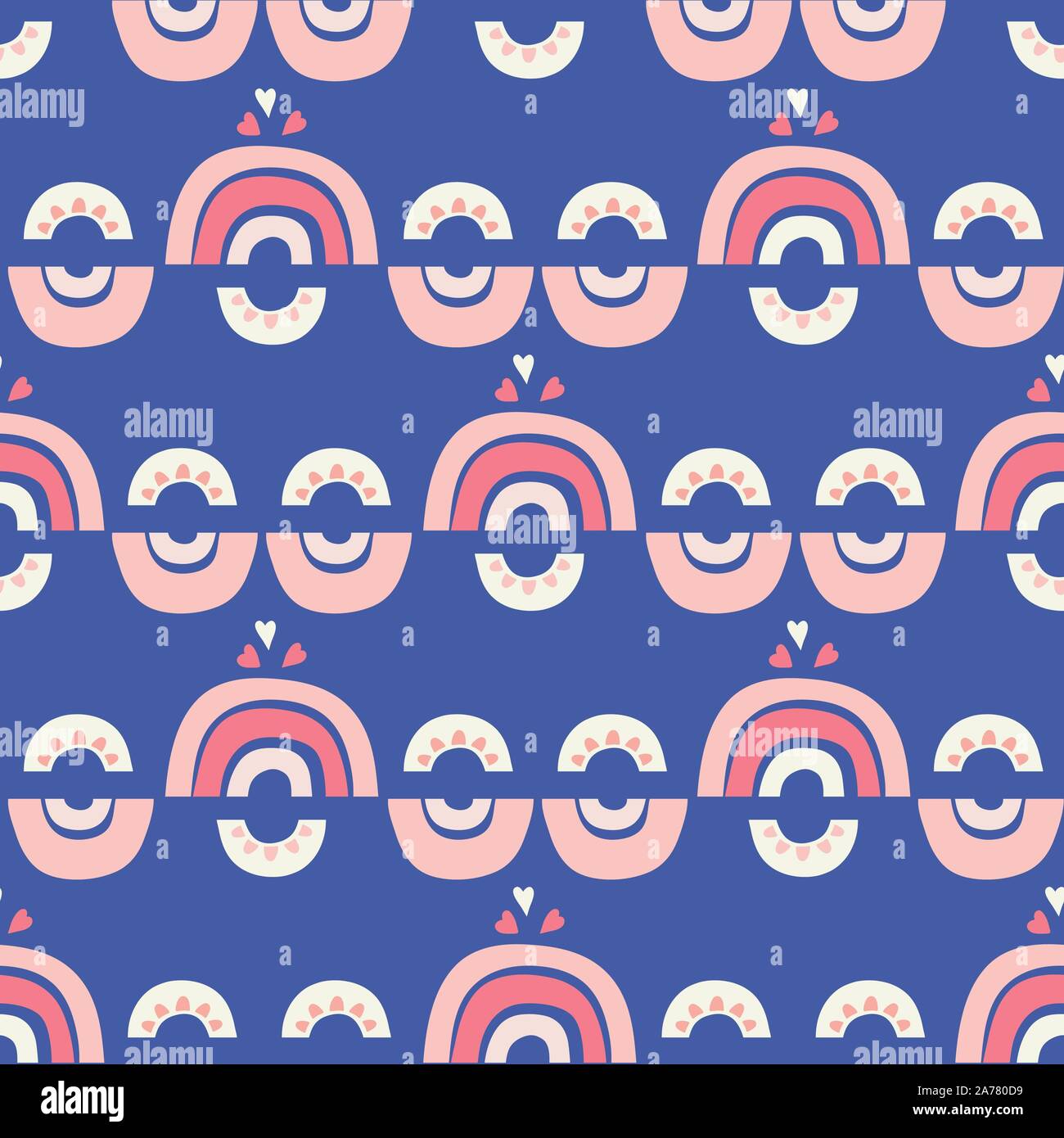 Vector seamless repeat of stylized rainbows and hearts in a row. Cute ...
