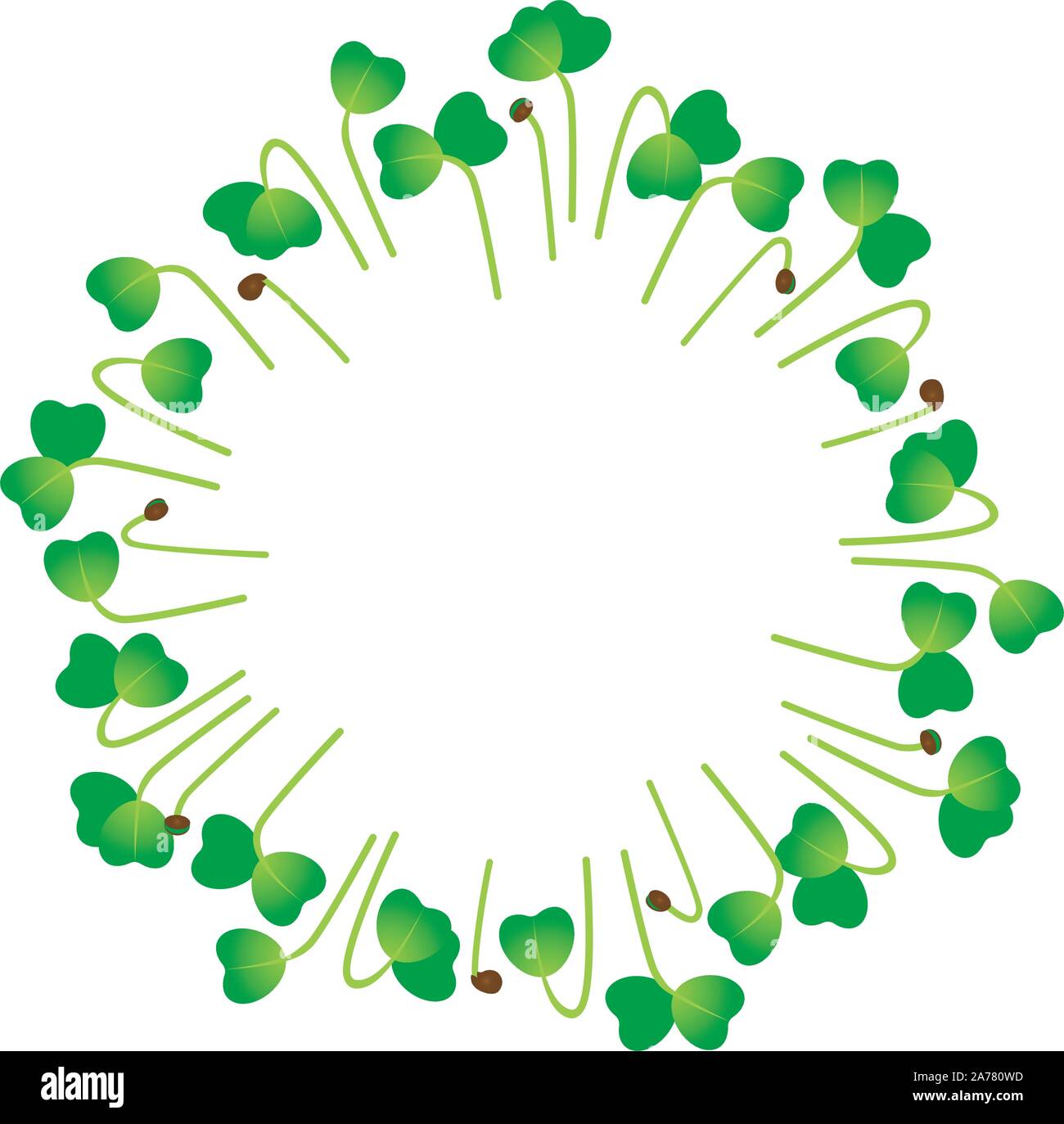 Microgreens Mizuna. Arranged in a circle. Vitamin supplement, vegan ...