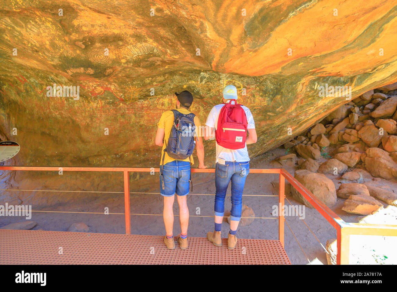 Uluru, Northern Territory, Australia - Aug 24, 2019: tourists looking ...