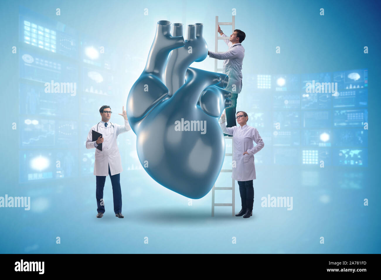 The heart examination by a team of doctors Stock Photo - Alamy