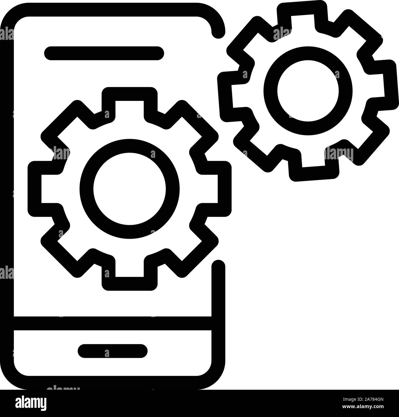 Phone gear line icon Black and White Stock Photos & Images - Alamy