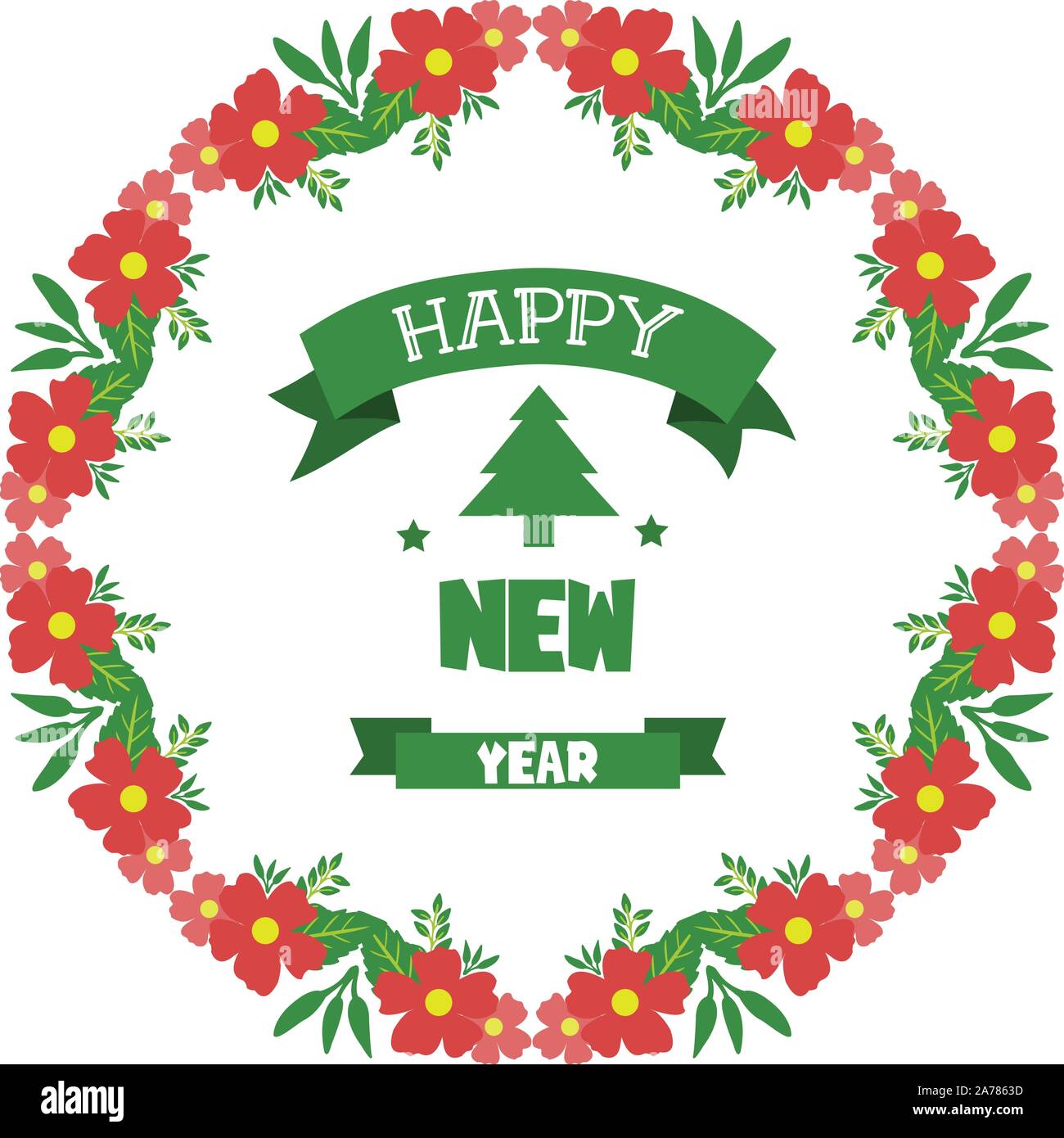 Realistic red wreath frame, for card wallpaper happy new year. Vector ...