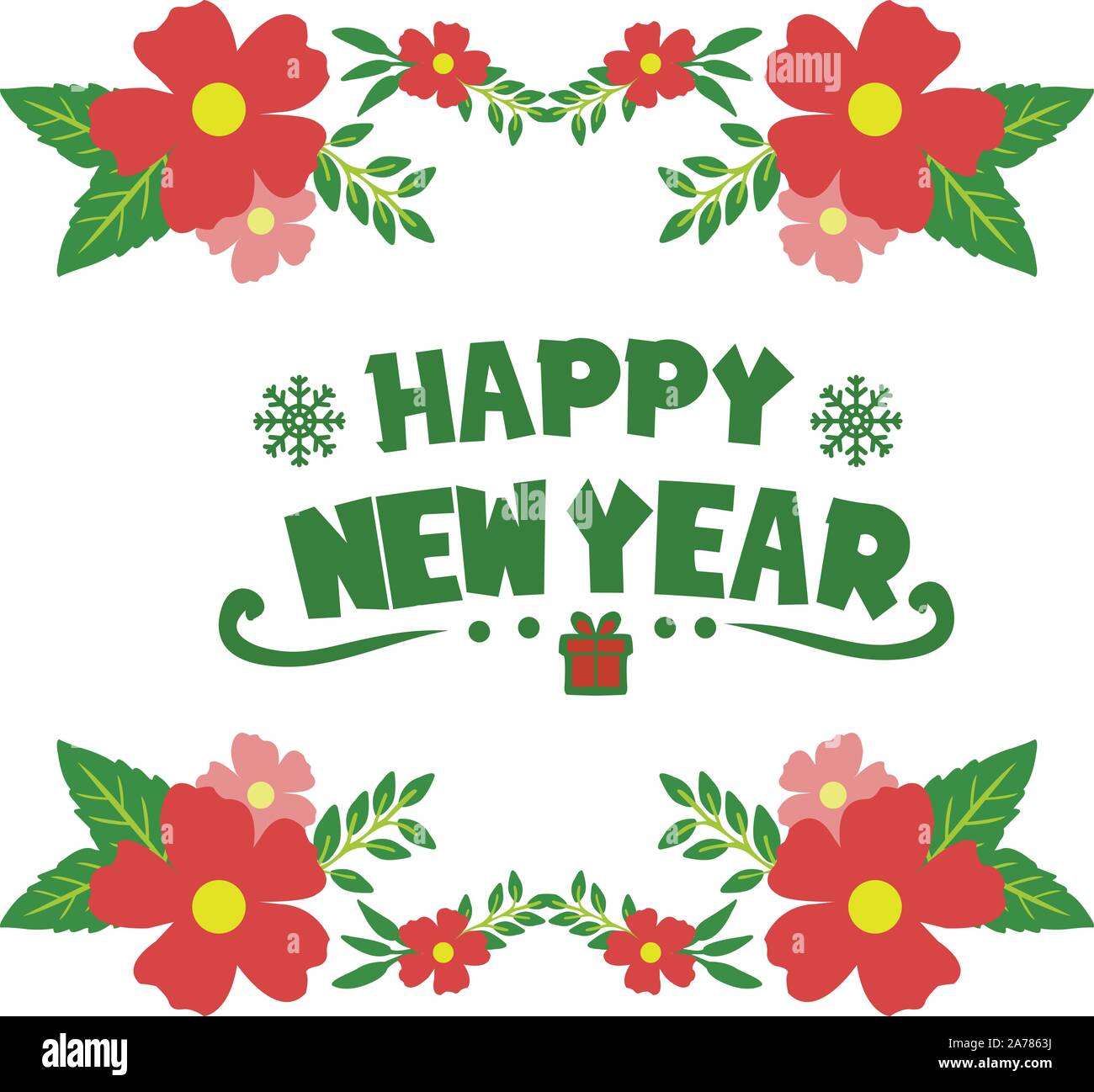Realistic red wreath frame, for card wallpaper happy new year. Vector ...
