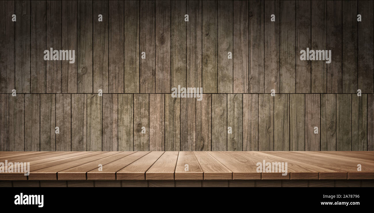 Colorful wooden platform background: wood wall. ( 3D rendering computer ...