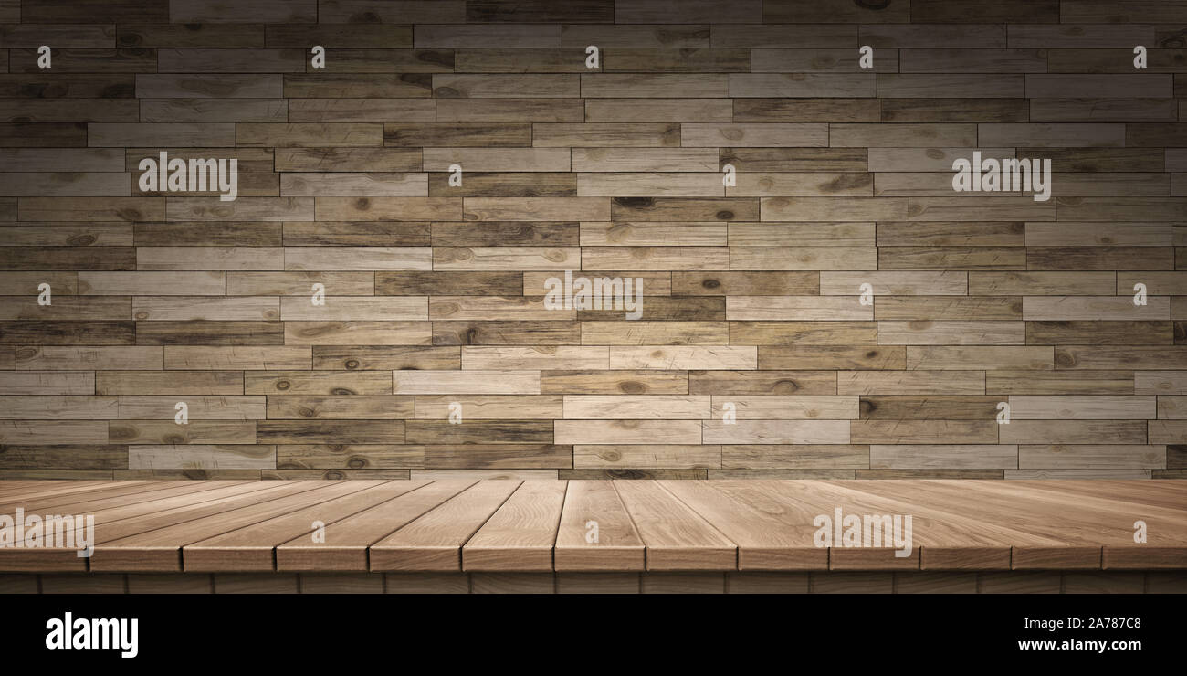 Colorful wooden platform background: wood wall. ( 3D rendering computer ...