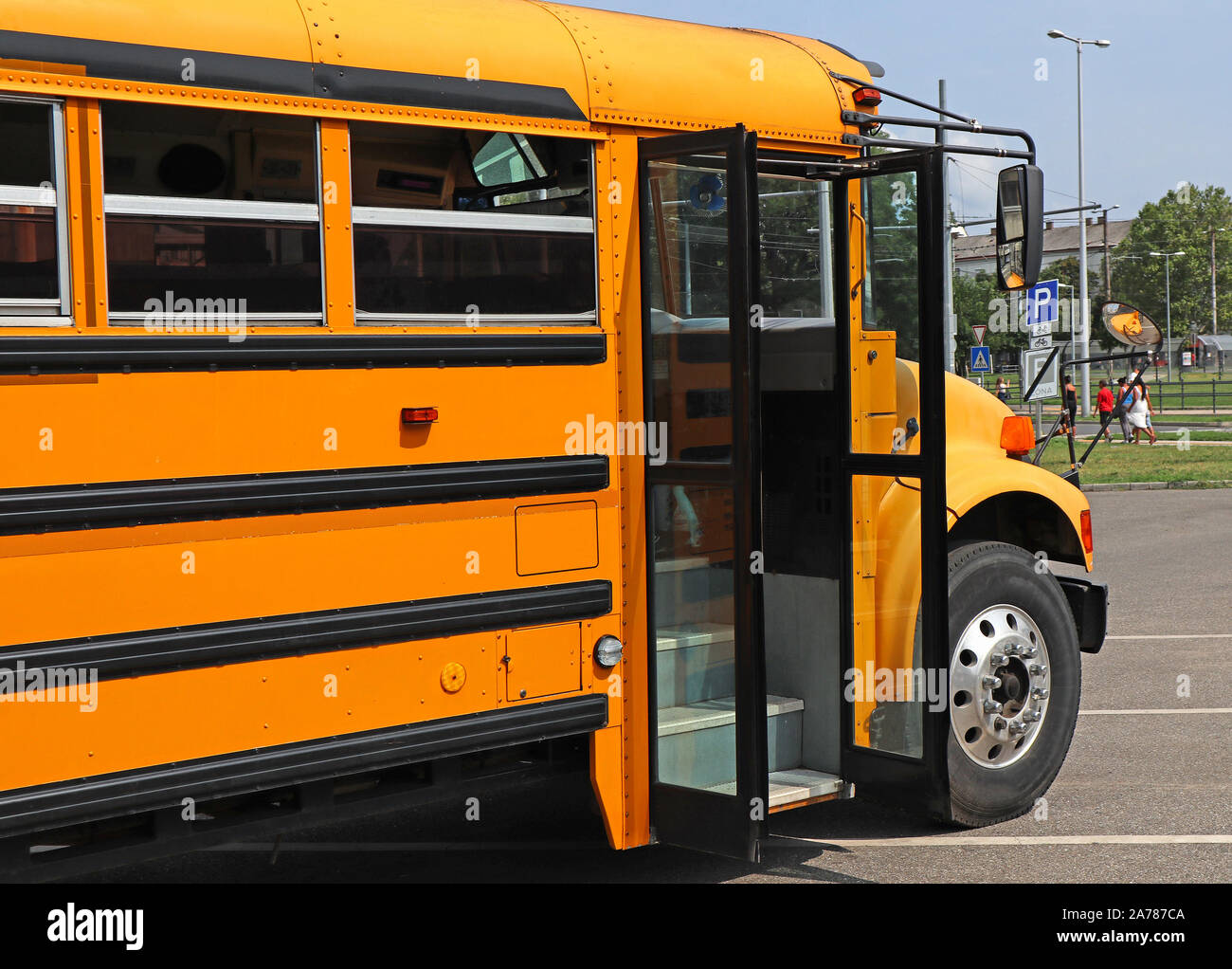 School bus in the parking lot Stock Photo - Alamy
