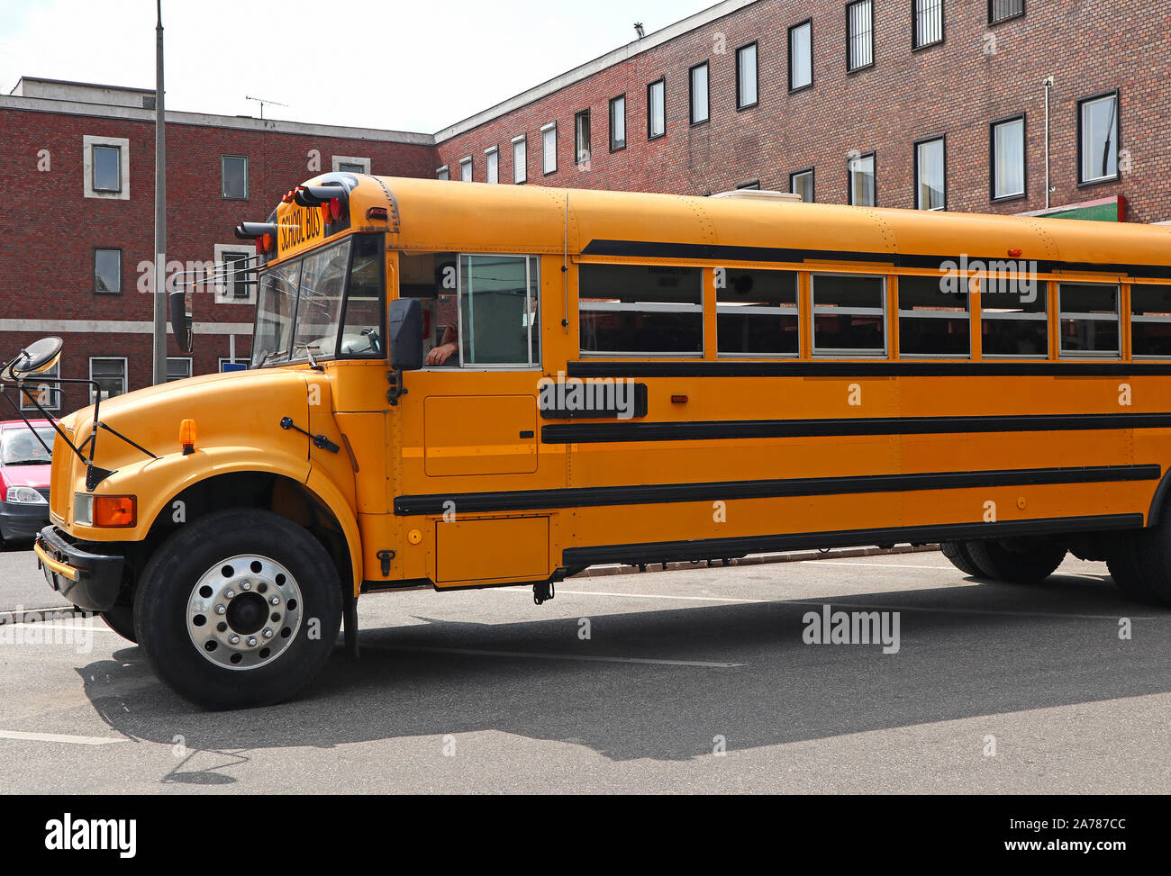 School bus in the parking lot Stock Photo - Alamy