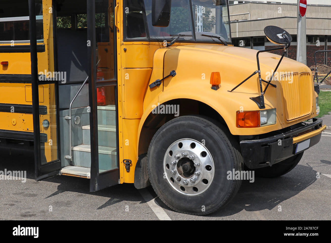 School bus in the parking lot Stock Photo - Alamy