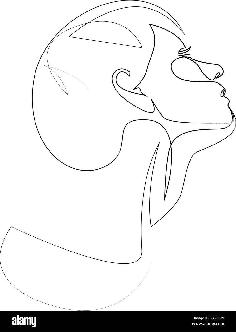 One line girl or woman portrait design. Hand drawn minimalism style ...