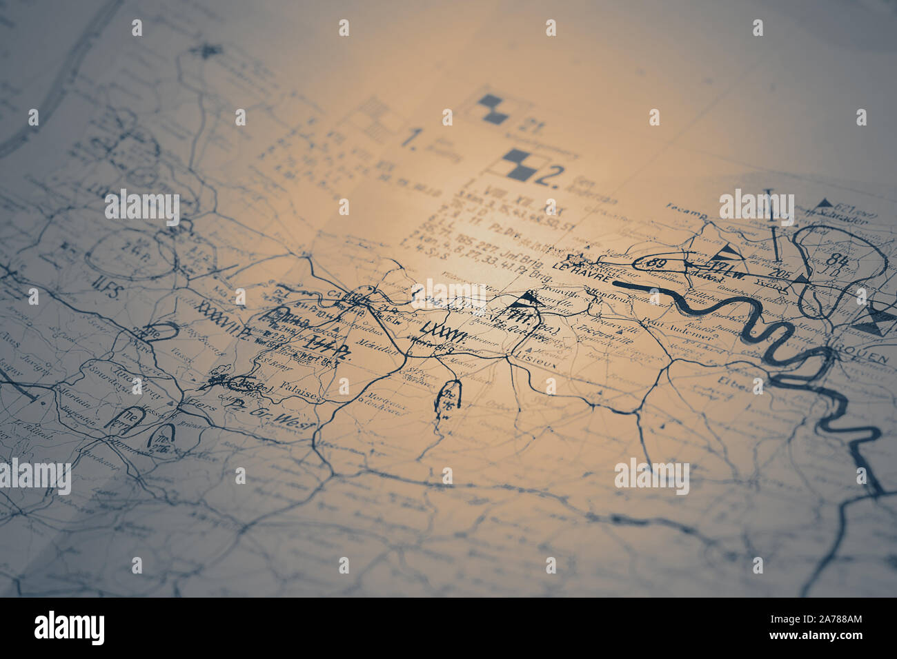 Map of allied troop deployment plans, in France, on D-day during World ...