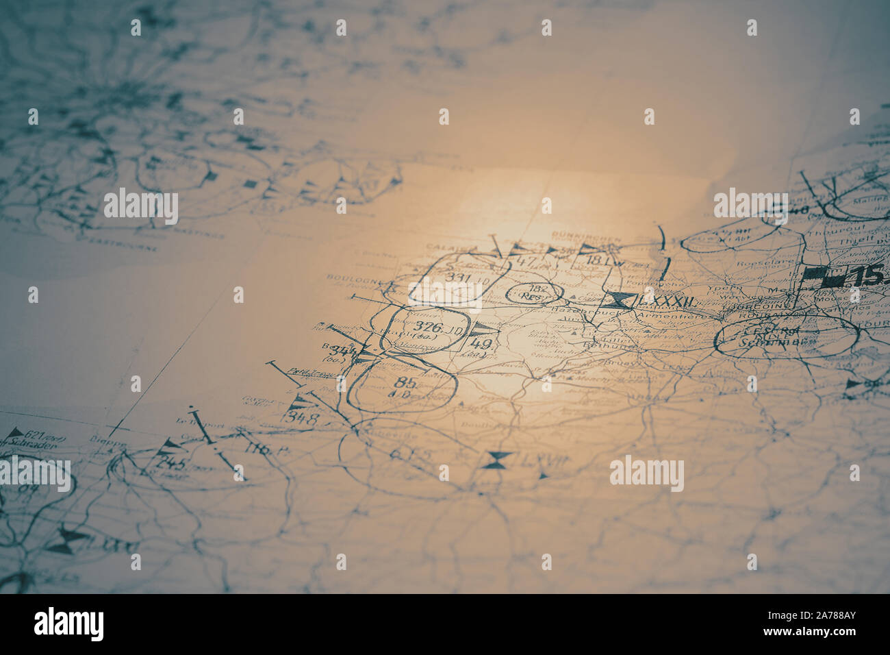Map of allied troop deployment plans, in France, on D-day during World ...