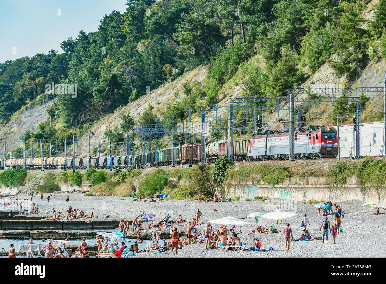 Freight train along beach hi-res stock photography and images - Alamy