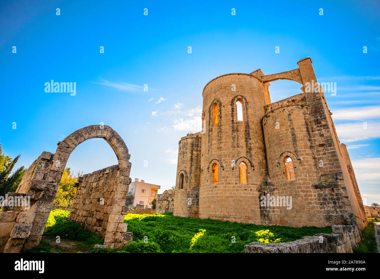 Saint George cathedral ruined facade, Famagusta, North Cyprus Stock ...