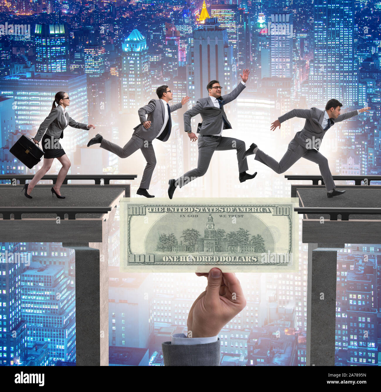 The financial concept crossing dollar bridge Stock Photo - Alamy