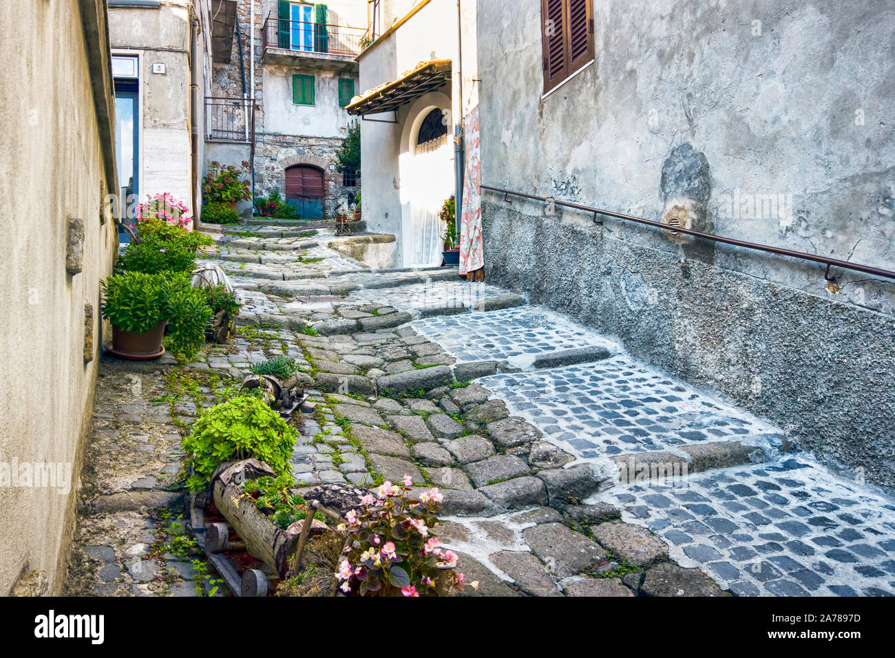 Suggestive route of the Italian village of Tolfa in the Lazio Region ...