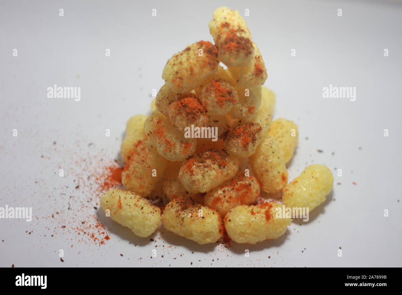 Cheese puff Cheese puffs white background texture food pattern Stock ...