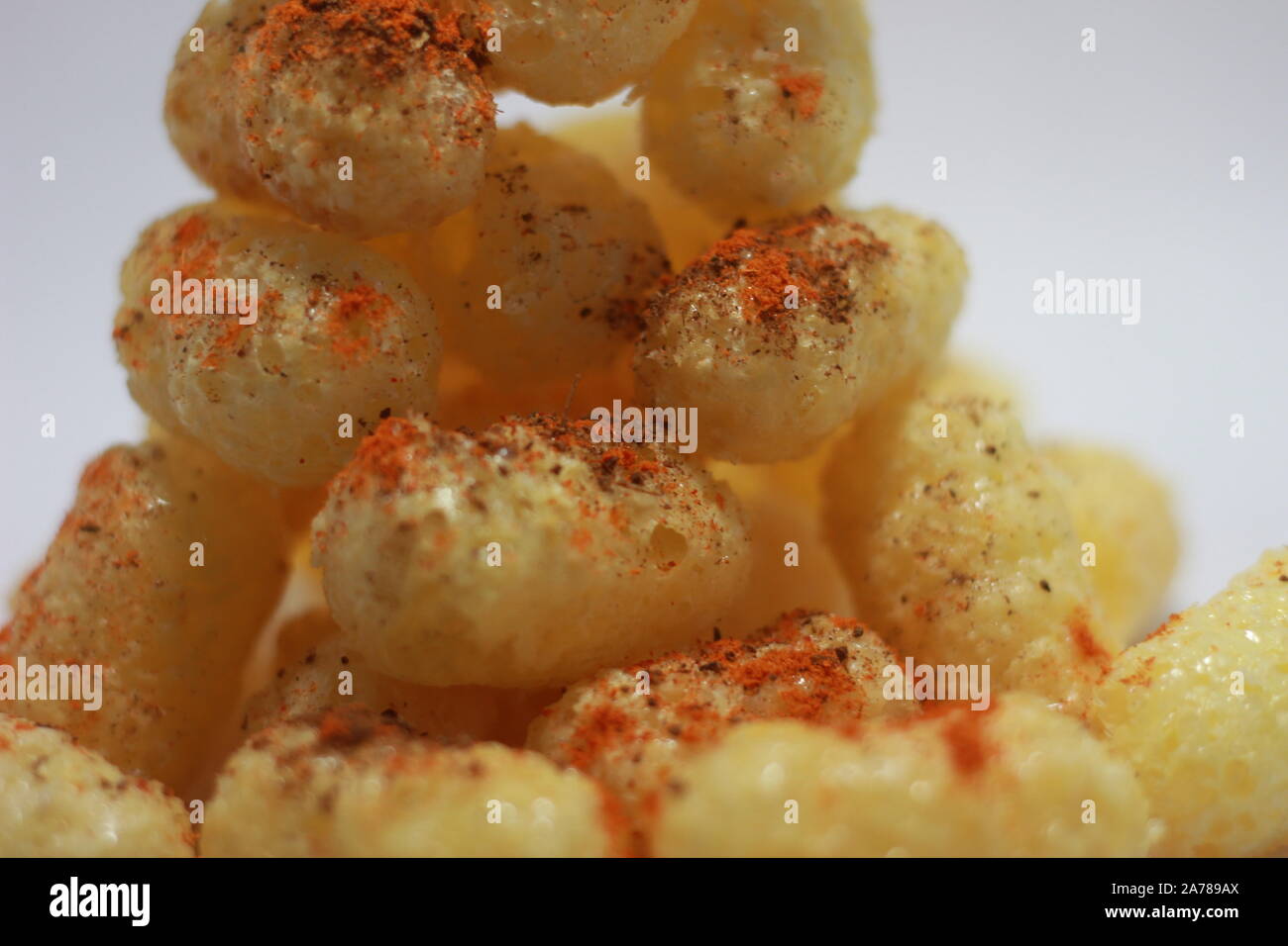 Cheese puff Cheese puffs white background texture food pattern Stock ...