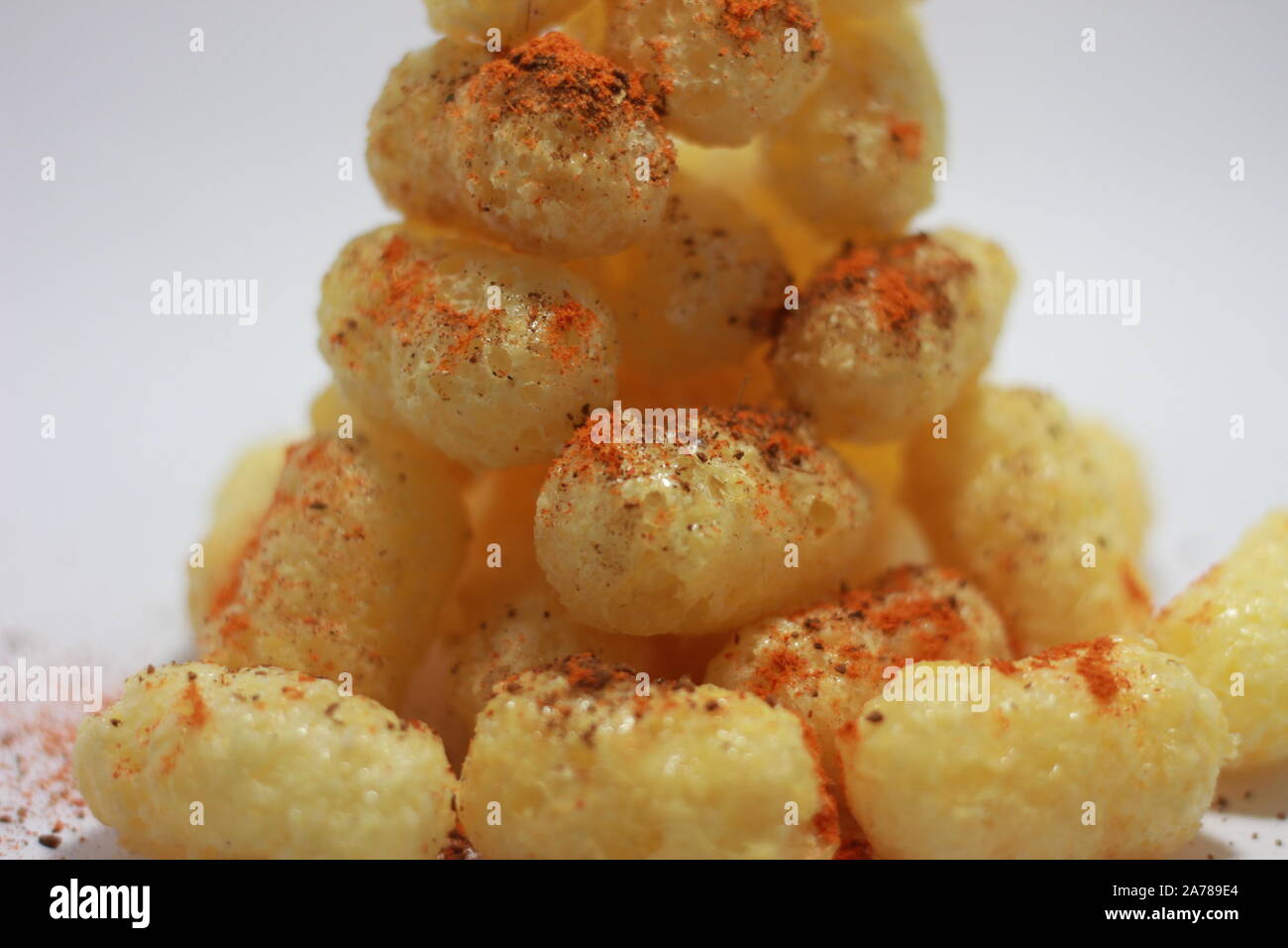 Cheese puff Cheese puffs white background texture food pattern Stock ...