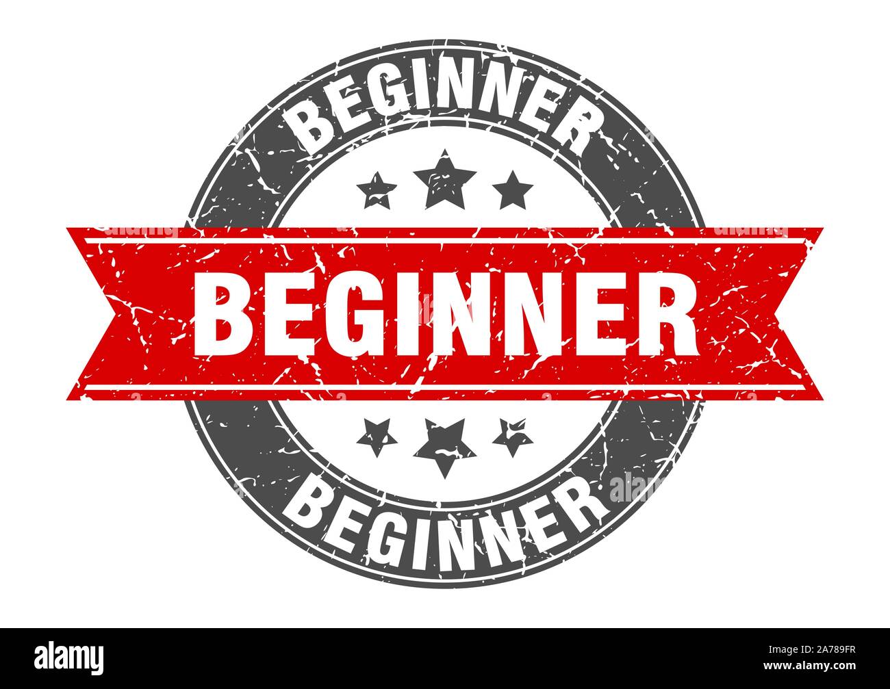 beginner round stamp with red ribbon. beginner Stock Vector Image & Art ...