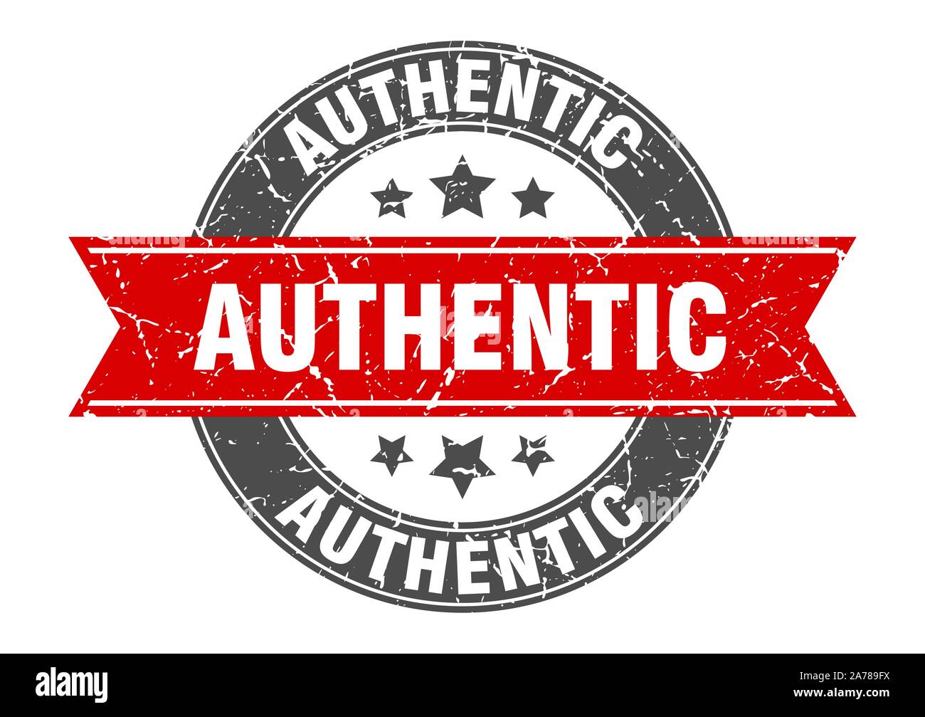 authentic round stamp with red ribbon. authentic Stock Vector Image ...