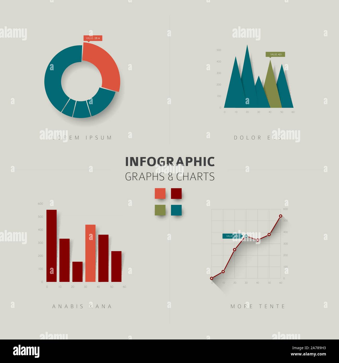 Set of vector flat design infographics statistics charts and graphs ...