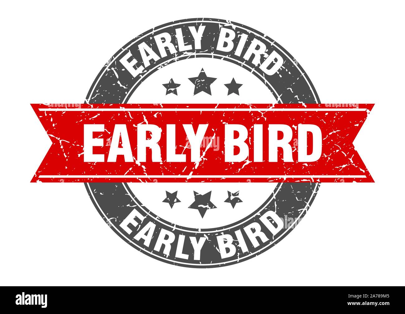 early bird round stamp with red ribbon. early bird Stock Vector Image ...