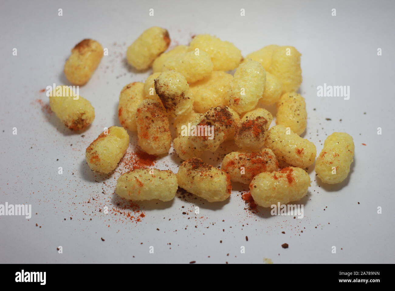 Cheese puff Cheese puffs white background texture food pattern Stock ...