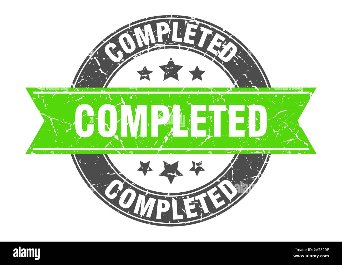 completed round stamp with green ribbon. completed Stock Vector Image ...