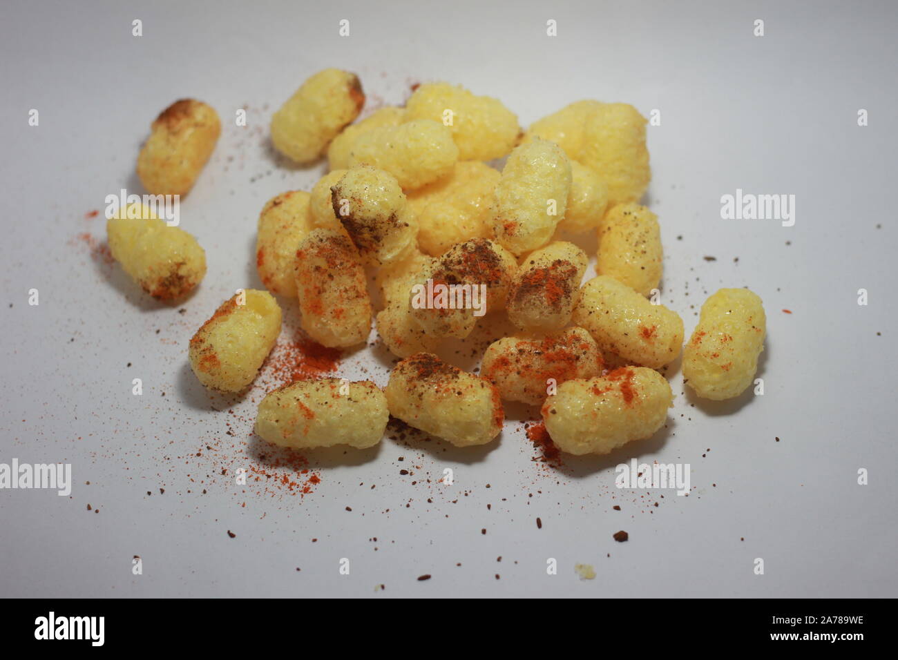 Cheese puff Cheese puffs white background texture food pattern Stock ...