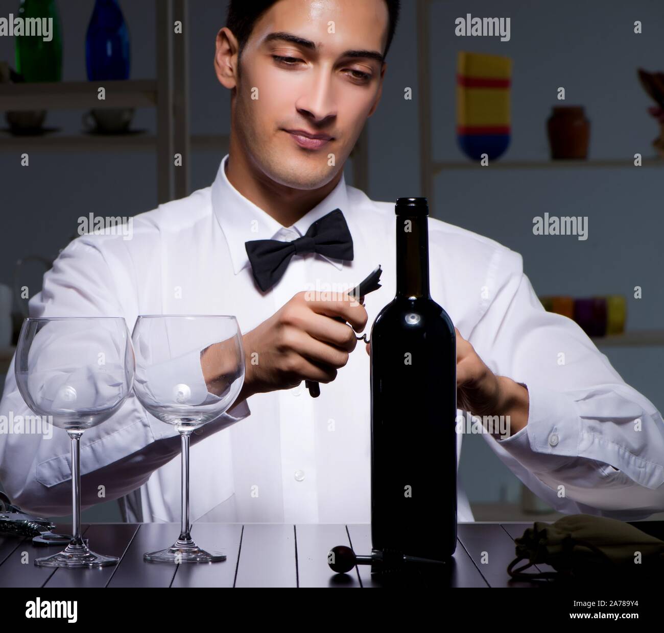 The professional sommelier tasting wine in restaurant Stock Photo - Alamy