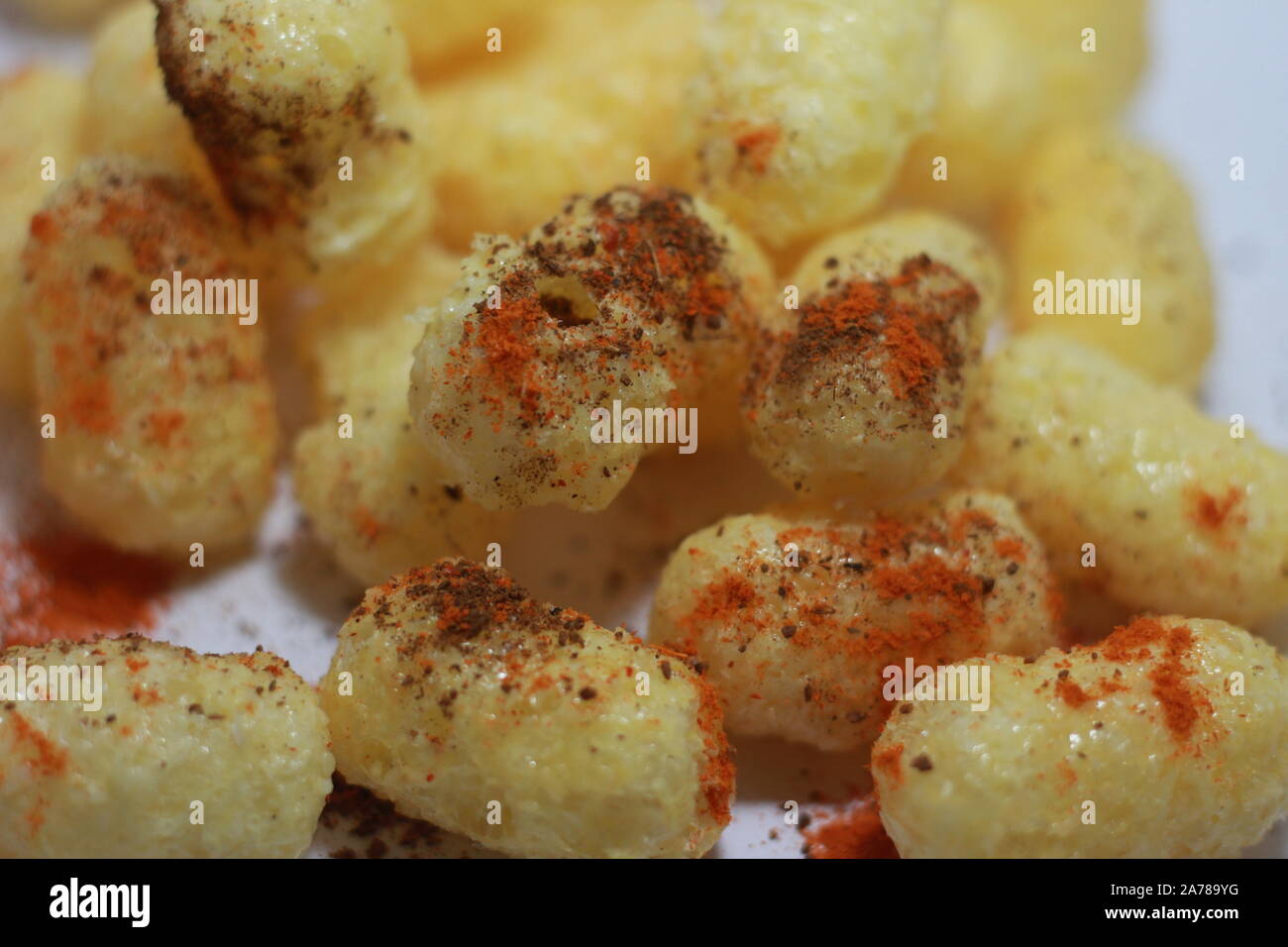 Cheese puff Cheese puffs white background texture food pattern Stock ...