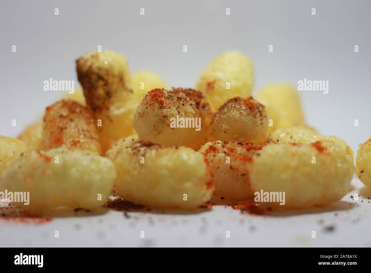 Cheese puff Cheese puffs white background texture food pattern Stock ...