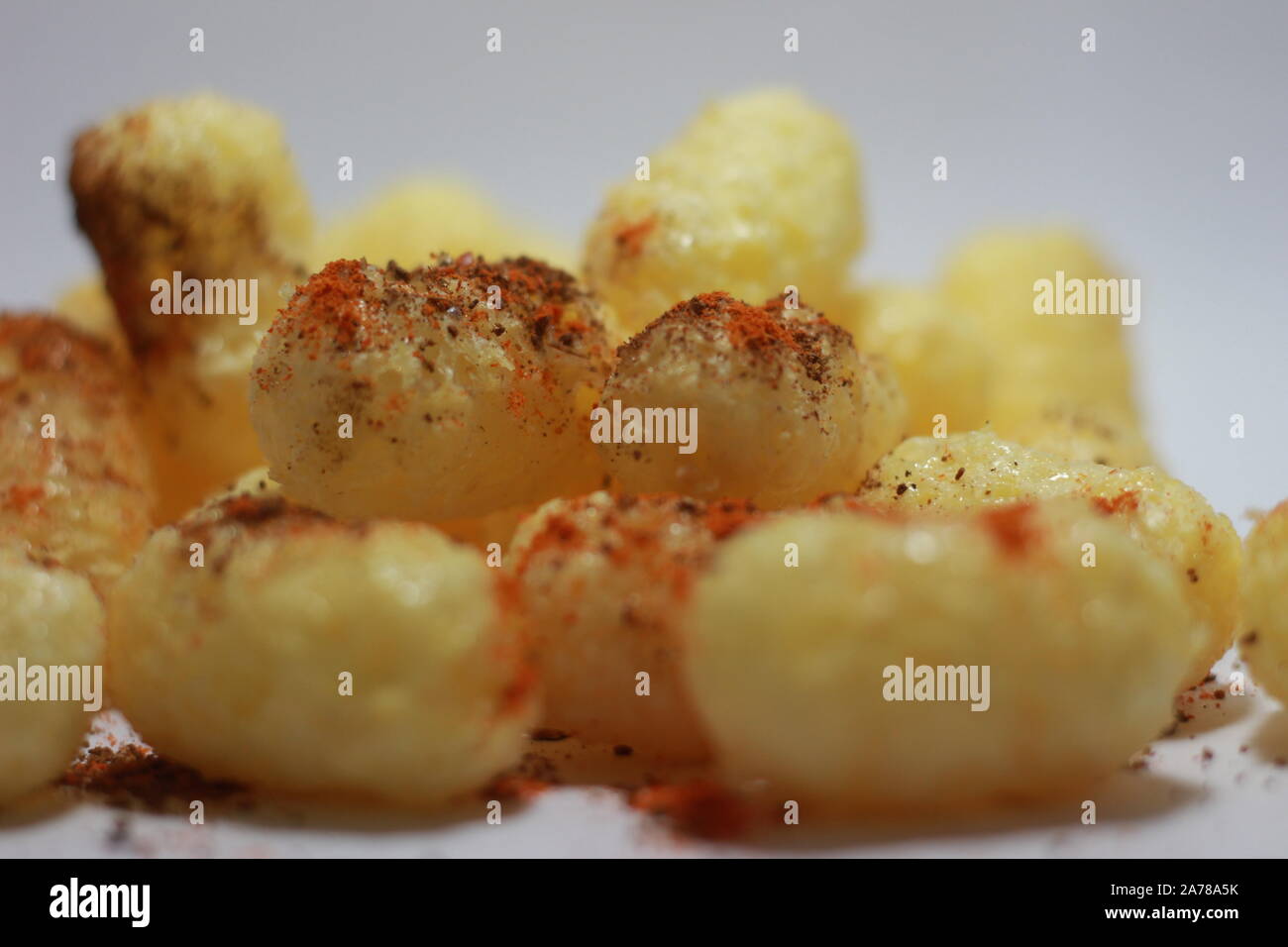 Cheese puff Cheese puffs white background texture food pattern Stock ...