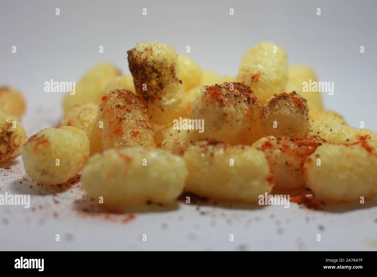 Cheese puff Cheese puffs white background texture food pattern Stock ...