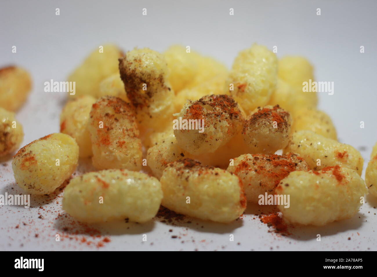 Cheese puff Cheese puffs white background texture food pattern Stock ...