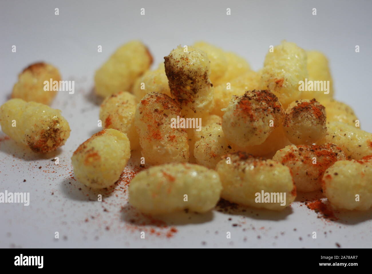 Cheese puff Cheese puffs white background texture food pattern Stock ...