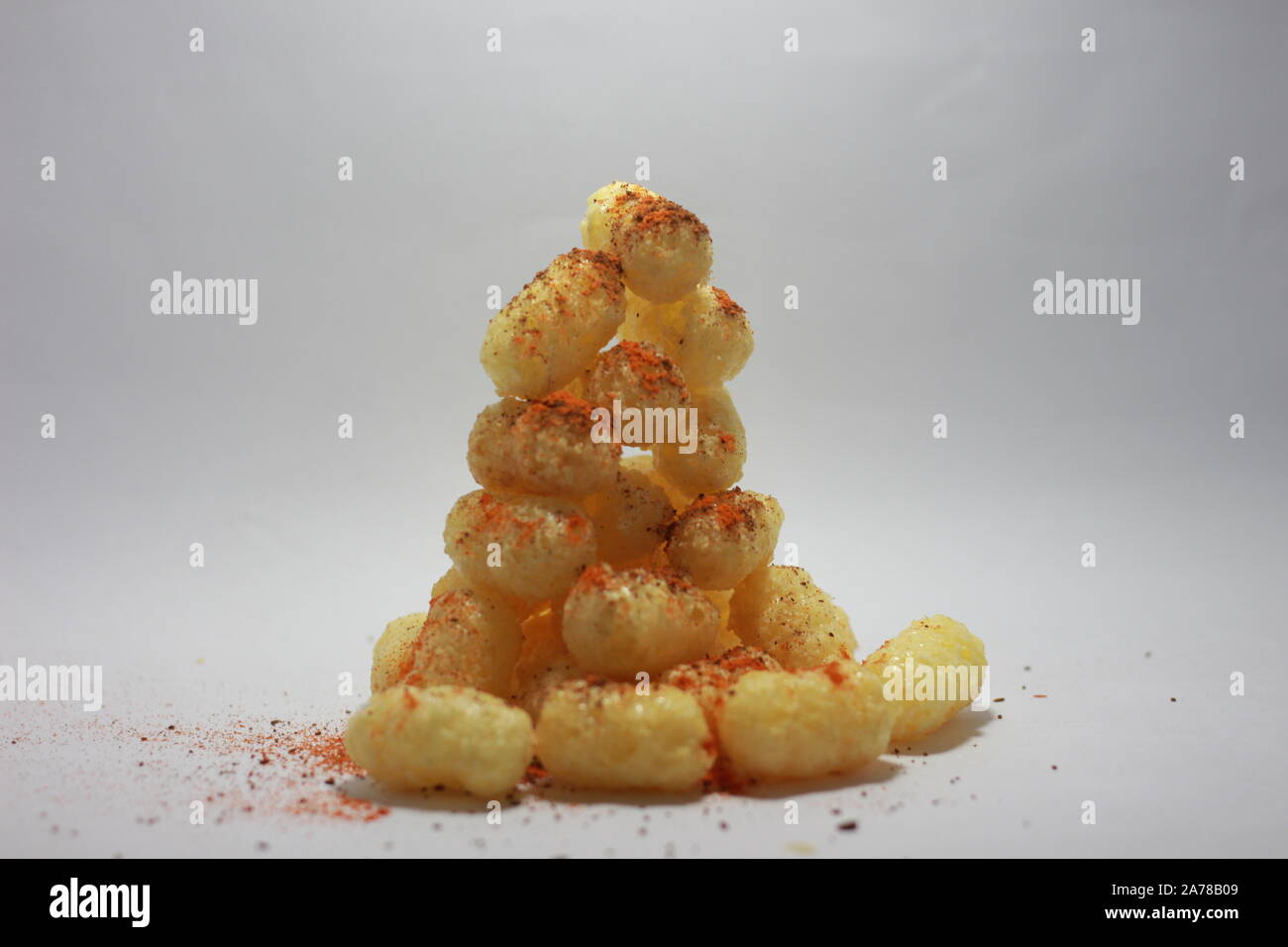 Cheese puff Cheese puffs white background texture food pattern Stock ...