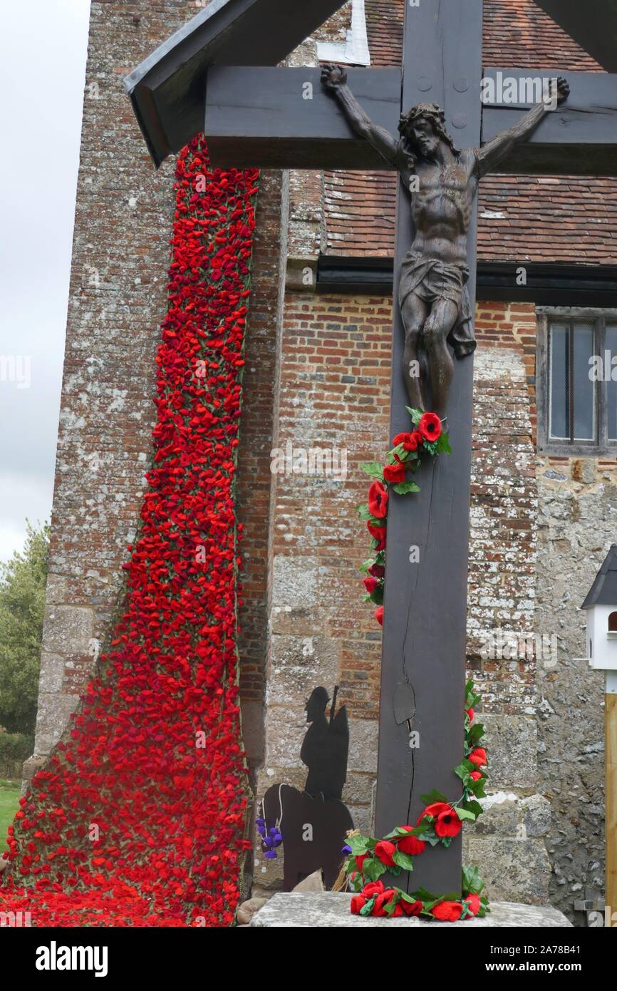 poppies hanging from church Stock Photo - Alamy