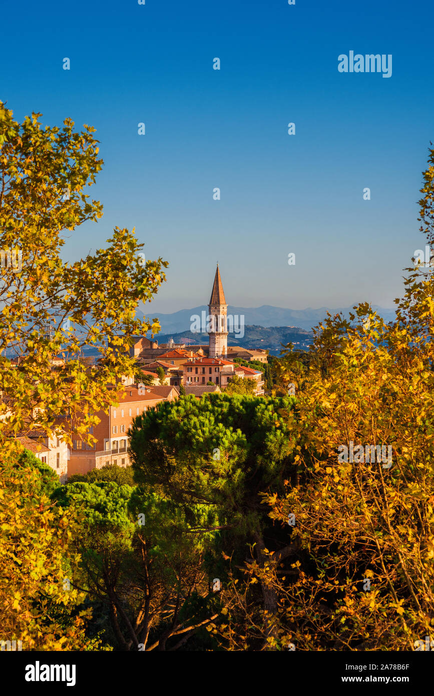Autumn in Perugia. View of the beautiful Perugia medieval historic ...