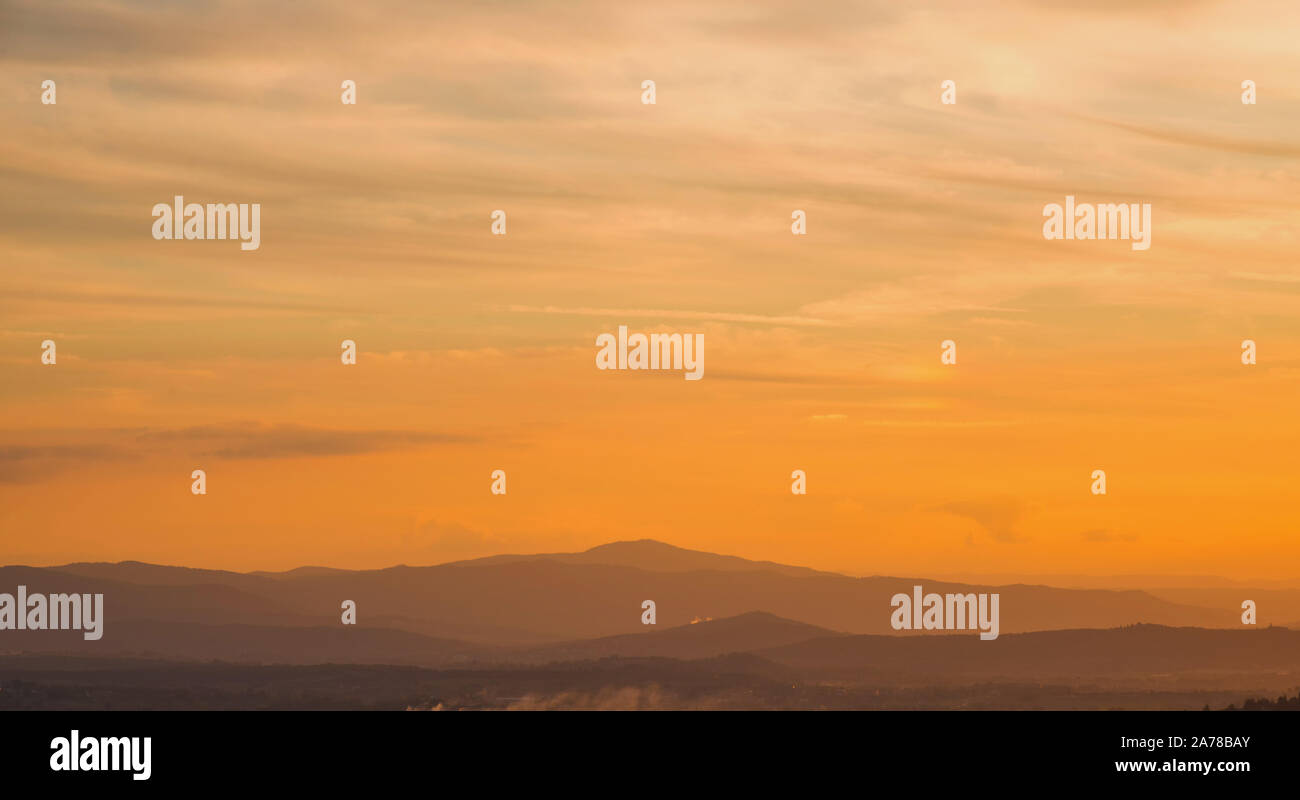 Beautiful sunset sky over Umbria countryside seen from the city of ...