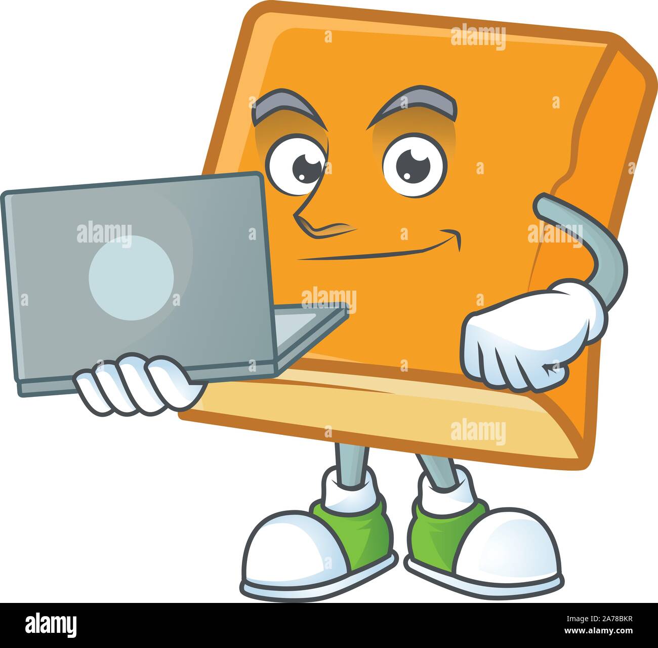 cornbread with bring laptop mascot for icon breakfast Stock Vector ...