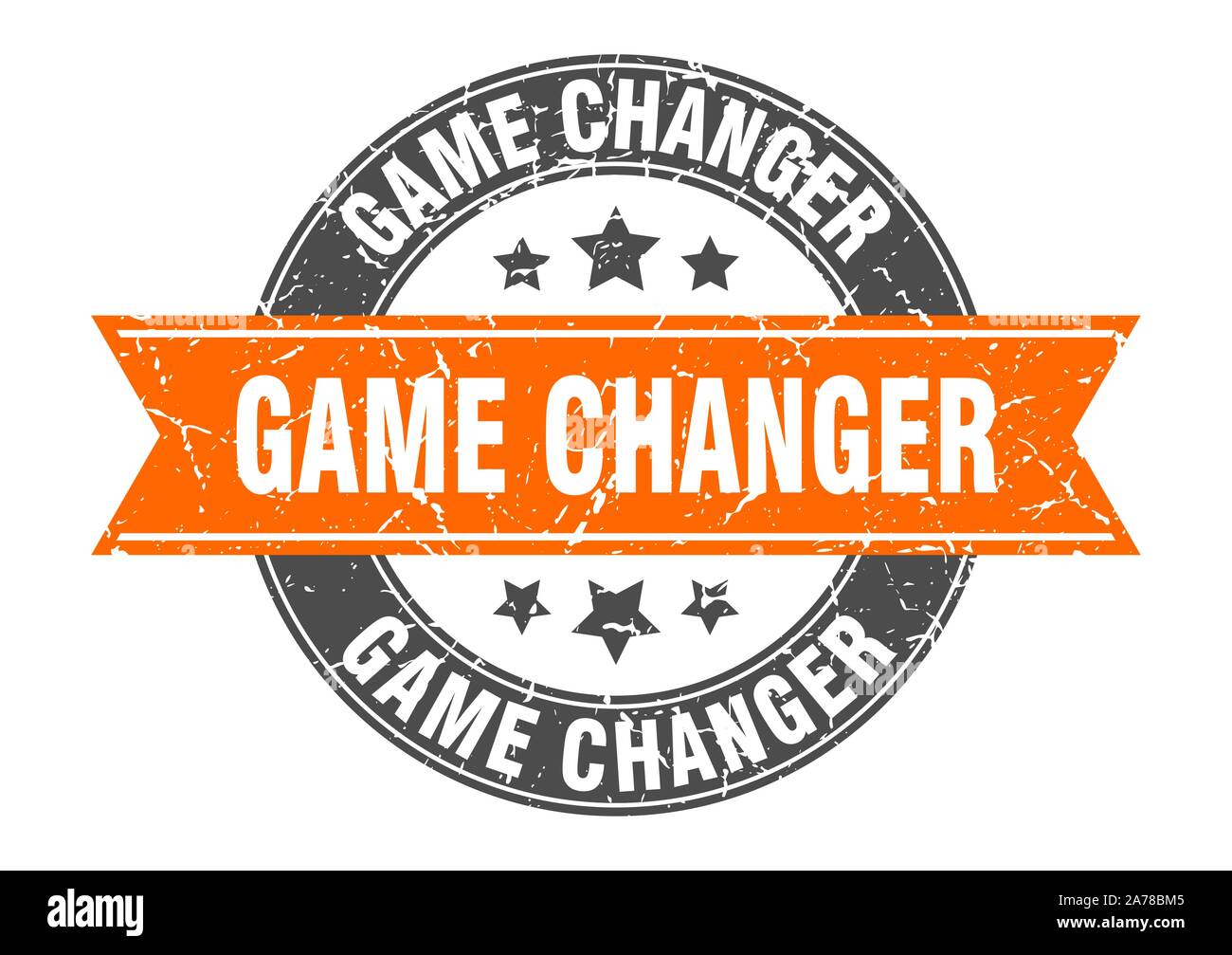 game changer round stamp with orange ribbon. game changer Stock Vector ...
