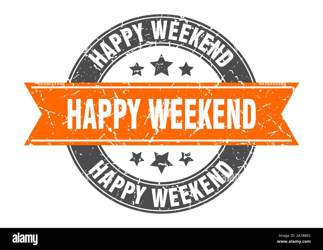 happy weekend round stamp with orange ribbon. happy weekend Stock ...