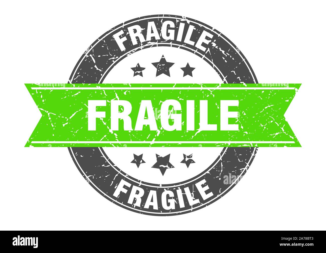 fragile round stamp with green ribbon. fragile Stock Vector Image & Art ...
