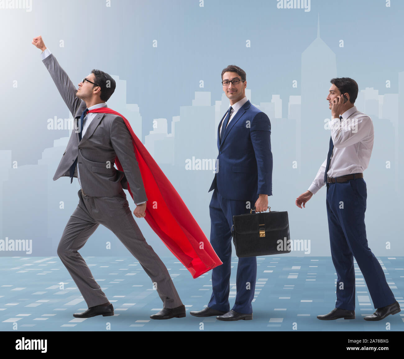 The business concept with man progressing through stages Stock Photo ...