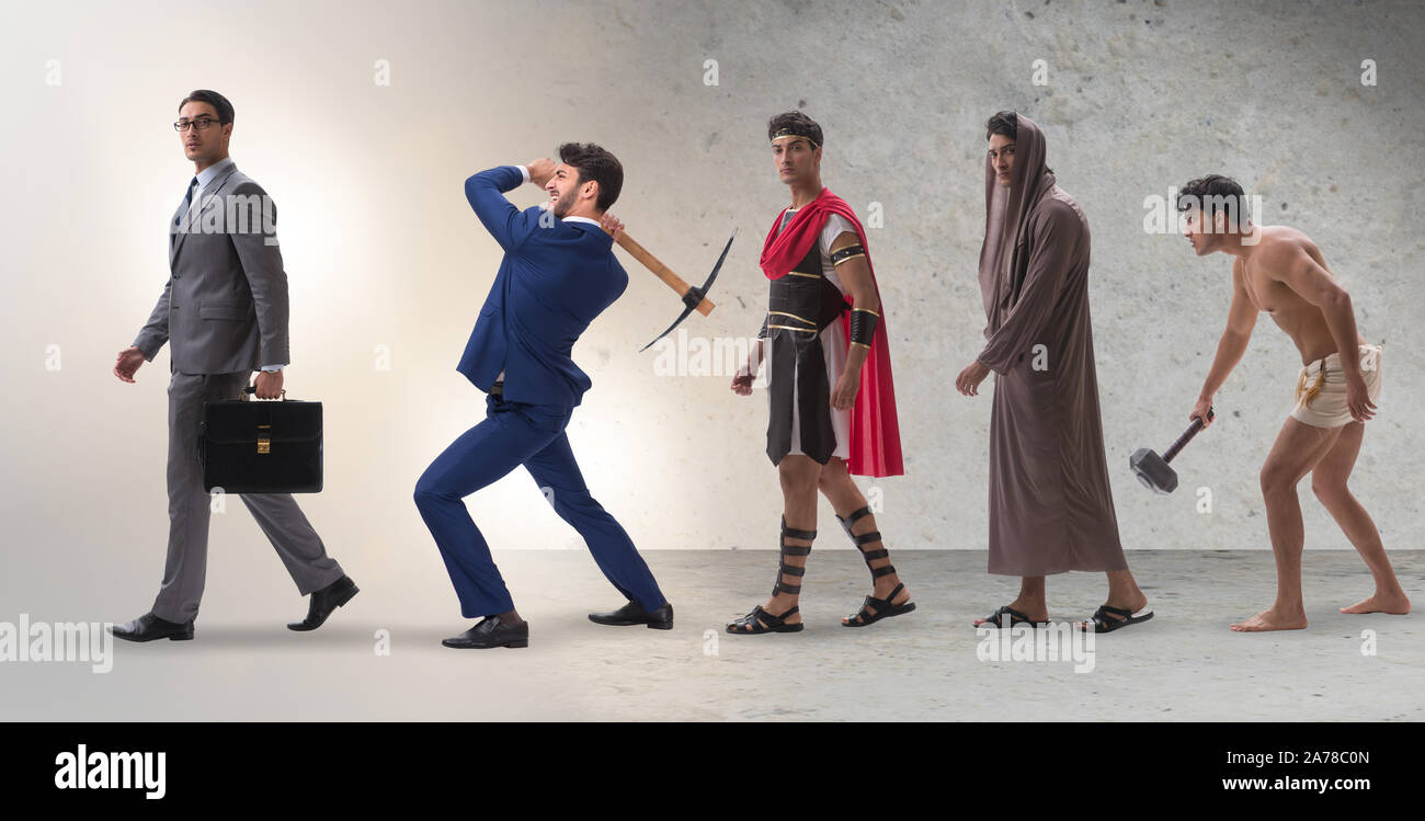 The progression of man mankind from ancient to modern Stock Photo - Alamy