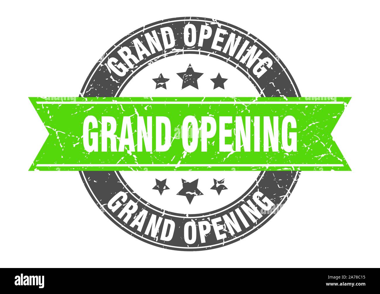 grand opening round stamp with green ribbon. grand opening Stock Vector ...